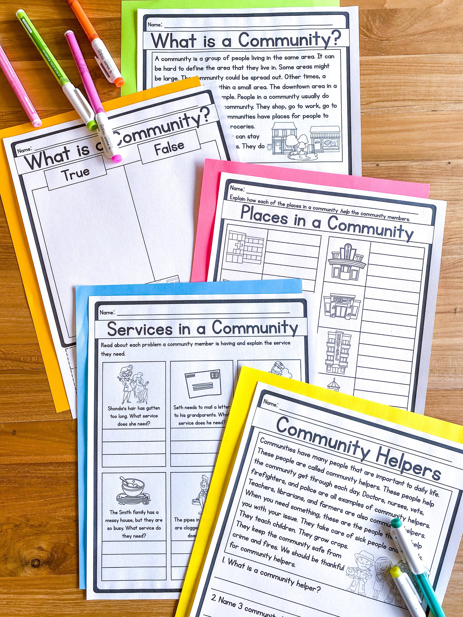 Community Helpers, Community, Types of Communities Worksheets & Reading ...