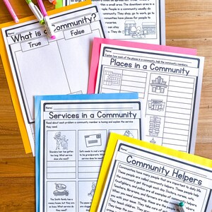 Community Helpers, Community, Types of Communities Worksheets & Reading ...