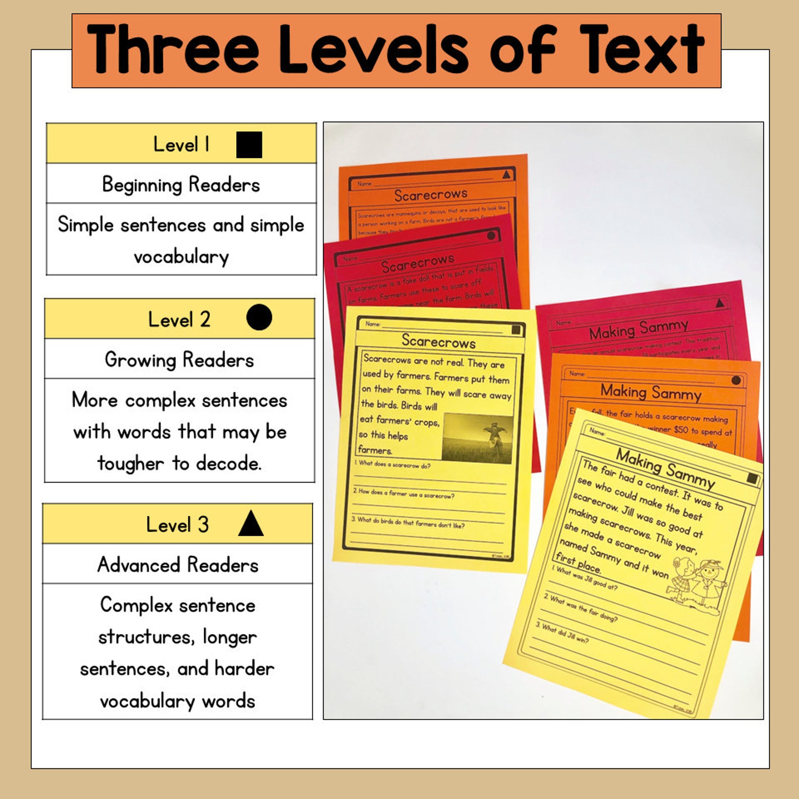 Fall Reading Comprehension Differentiated Reading Passages Activities ...