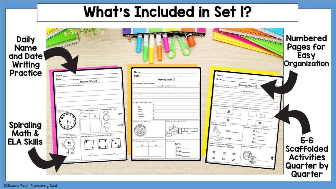 1st Quarter 2nd Grade Morning Work Set 1 Daily Second Grade Math Review ...