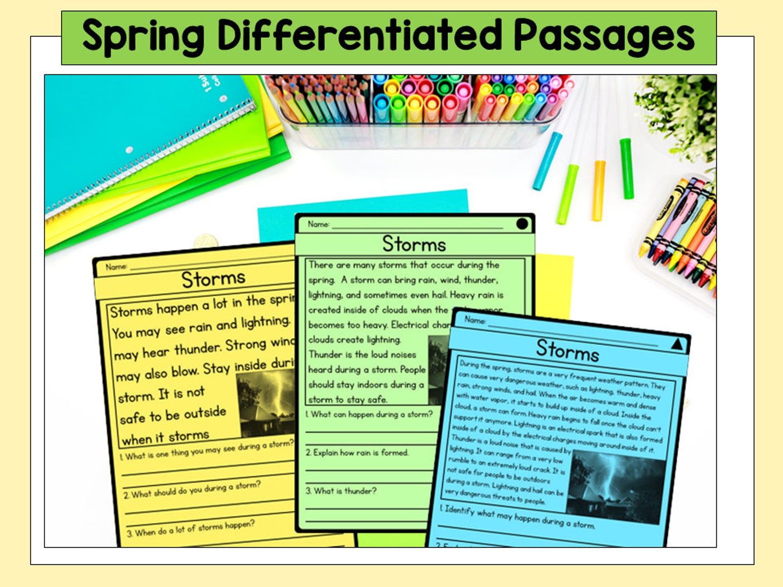 Spring Reading Comprehension Differentiated Passages, Easter, Earth Day ...