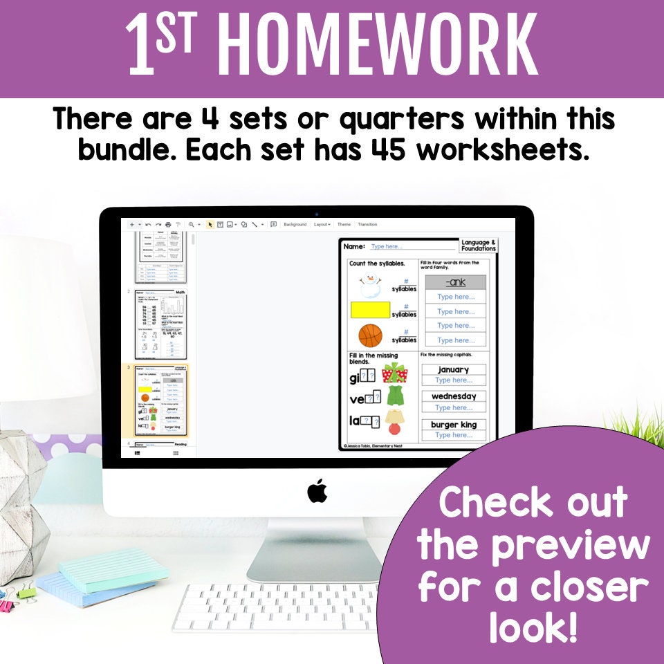 Homework, 1st Grade Homework, Weekly Homework W/ Homework Folder Cover ...