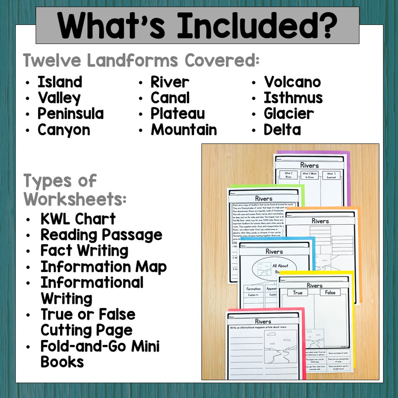 Landform Worksheets Activities and Reading 2nd and 3rd Grade Landforms ...