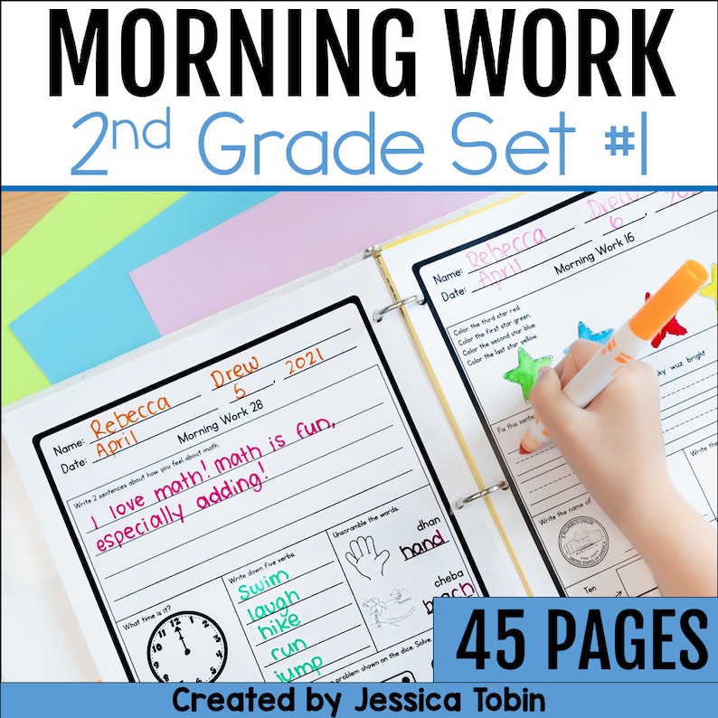 1st Quarter 2nd Grade Morning Work Set 1 Daily Second Grade Math Review ...