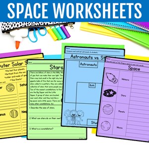 Space and Solar System Activities, Worksheets and Passages, Outer Space ...