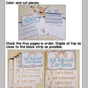 Caribou Reading and Writing Flip Book With Craft - Reindeer Activities ...