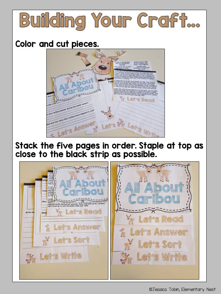 Caribou Reading and Writing Flip Book With Craft - Reindeer Activities ...