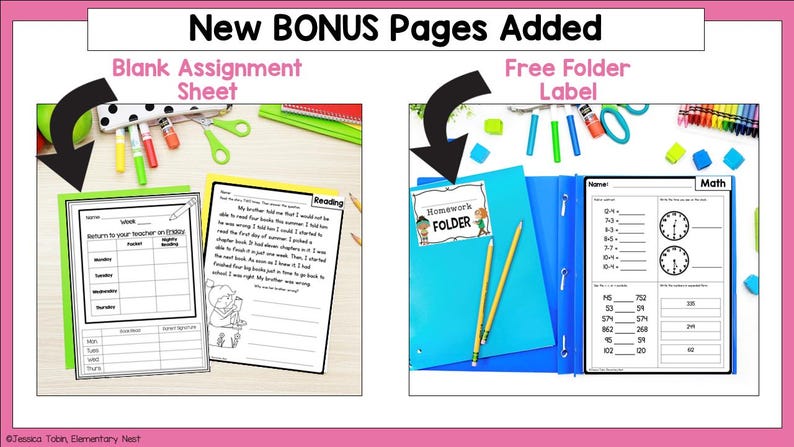 1st Quarter 2nd Grade Homework With Folder Cover, ELA and Math Review ...