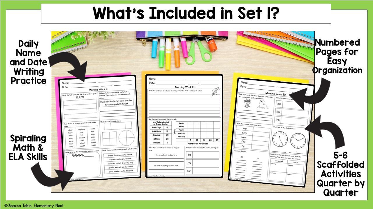 1st Quarter Morning Work 3rd Grade, 3rd Grade ELA Spiral Review, Math ...
