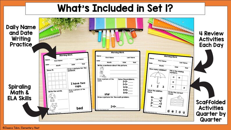 1st Quarter First Grade Morning Work Set 1, Morning Work 1st Grade ...