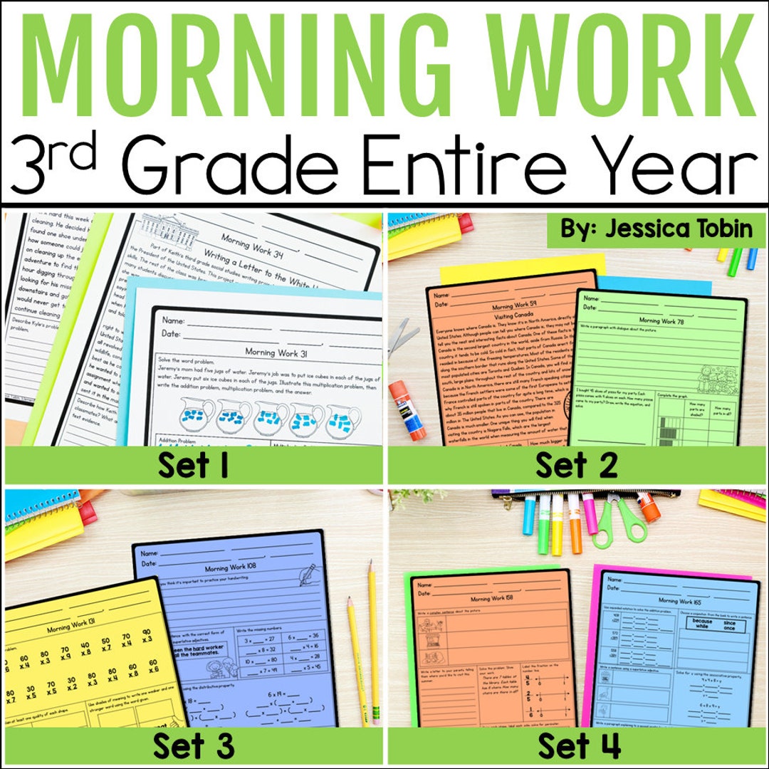 Morning Work 3rd Grade Bundle - Packets With Binder Cover, Spiral ...