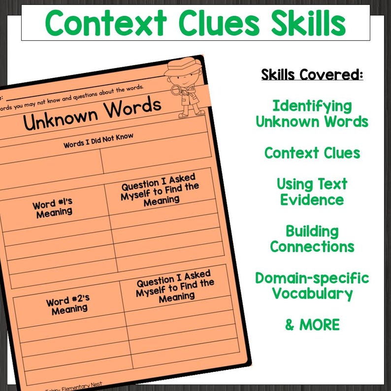 Context Clues Worksheets and Comprehension Reading Passages 2nd Grade ...