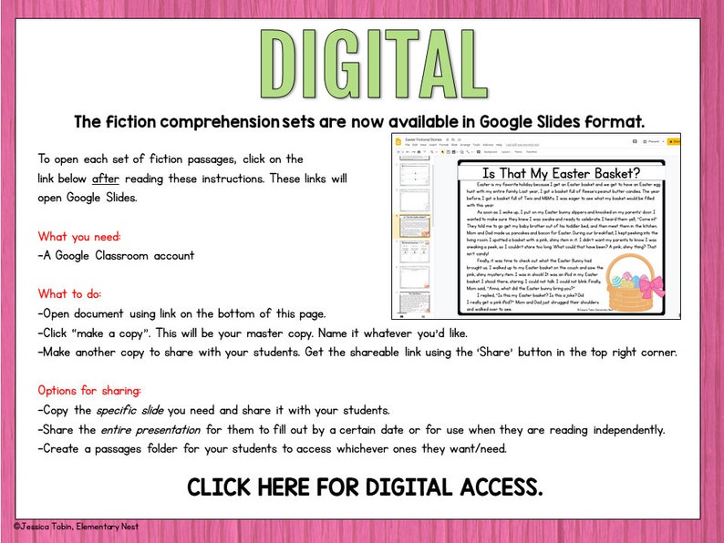 Easter Reading Comprehension and Writing Activities - Easter Fiction ...