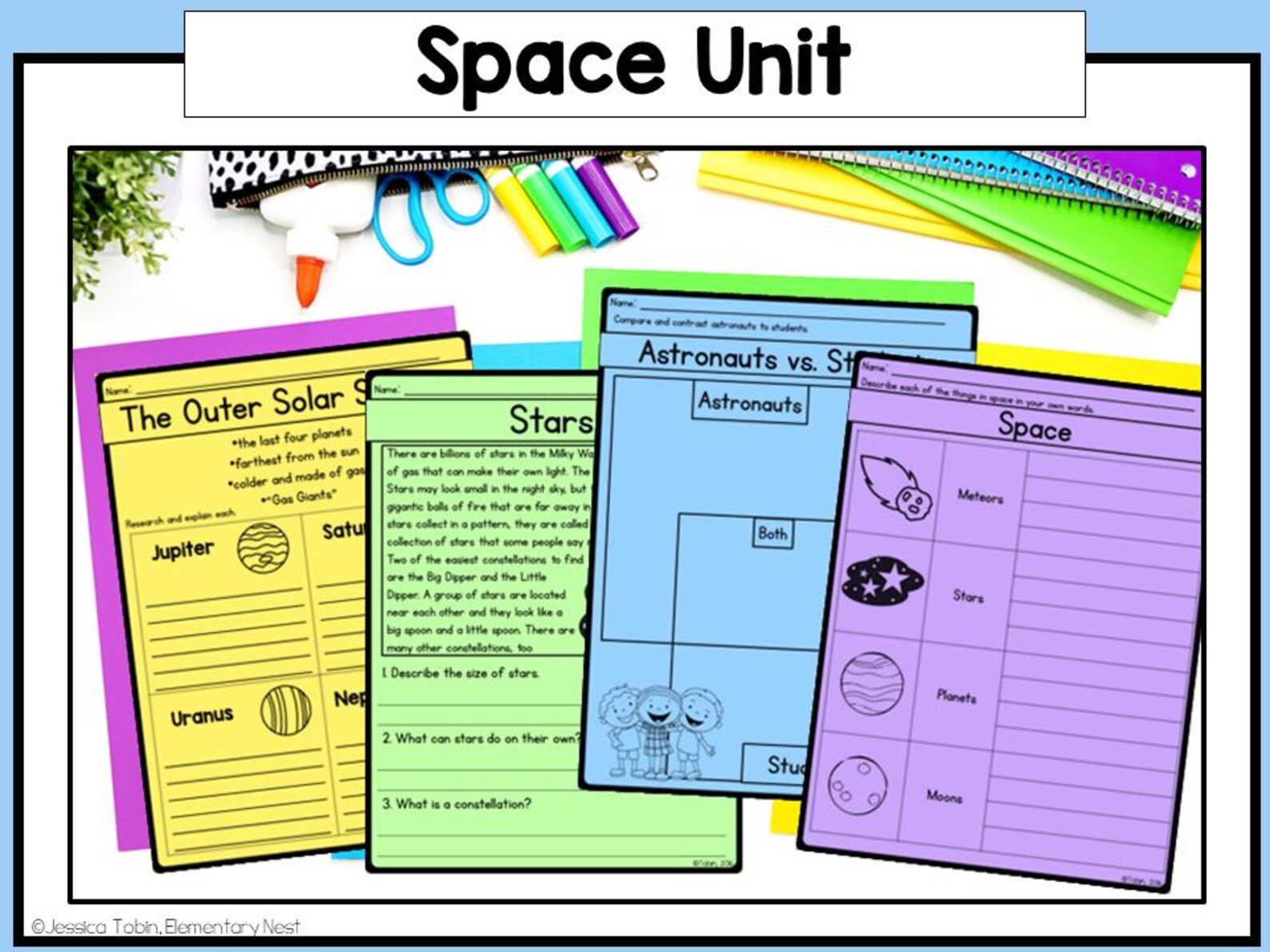 Space and Solar System Activities, Worksheets and Passages, Outer Space ...