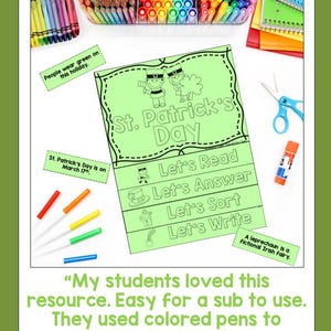 St. Patrick's Day Reading and Writing Activities St Patricks Day Craft ...