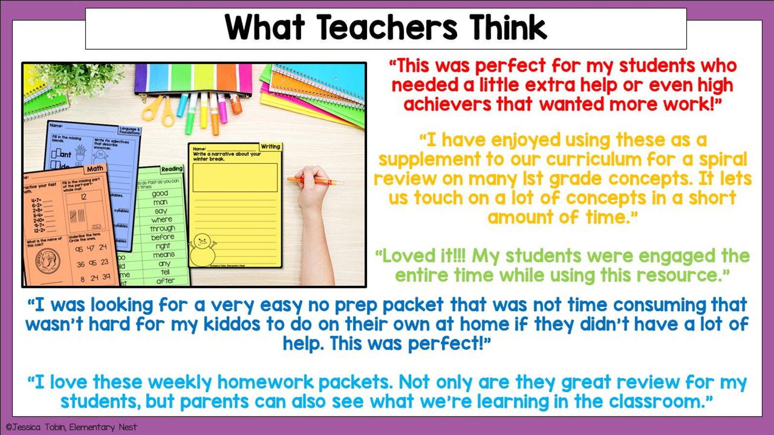 3rd Quarter 1st Grade Homework With Folder Cover, ELA and Math Review ...