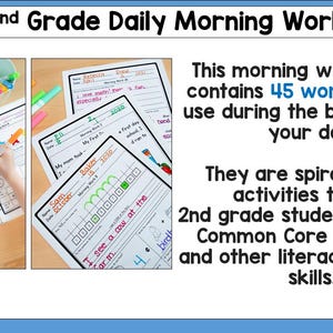 1st Quarter 2nd Grade Morning Work Set 1 Daily Second Grade Math Review ...