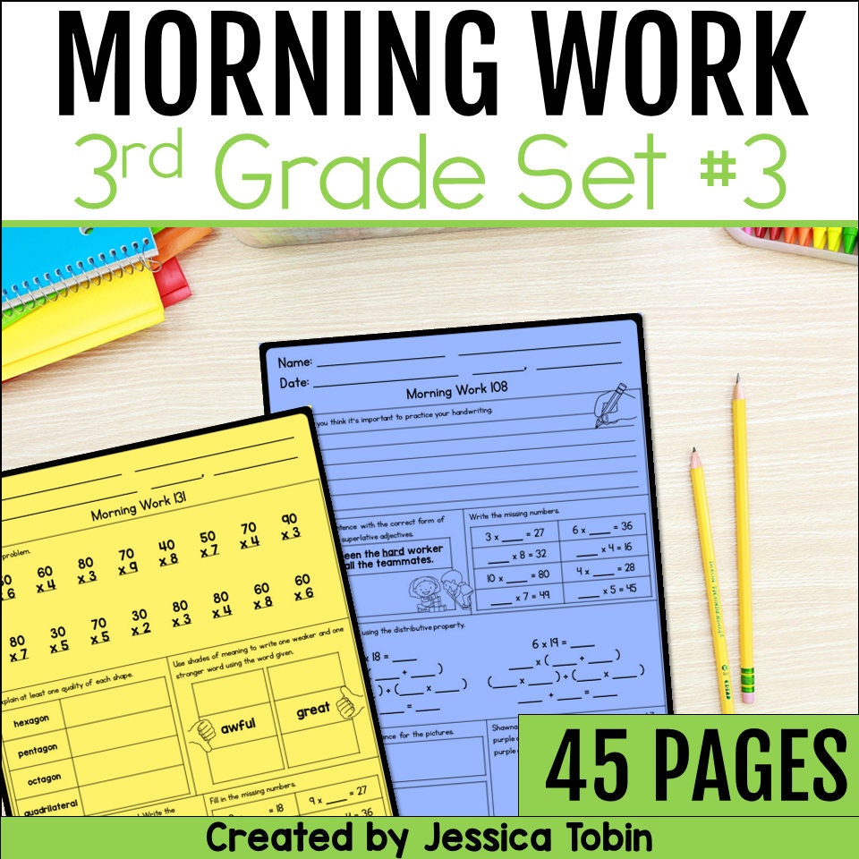 3rd Quarter Third Grade Morning Work - Math, Grammar, Reading Spiral ...