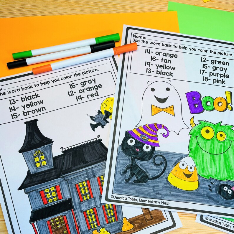 Halloween Coloring Pages - Halloween Color by Number and Sight Word ...