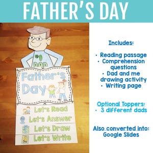 Fathers Day Book Father's Day Reading Comprehension With Coloring ...