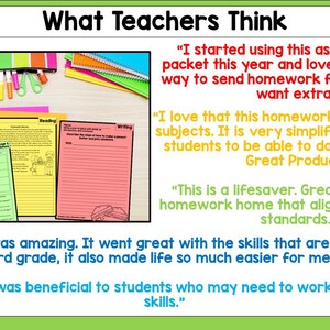 2nd Quarter 3rd Grade Homework With Folder Cover, ELA and Math Review ...