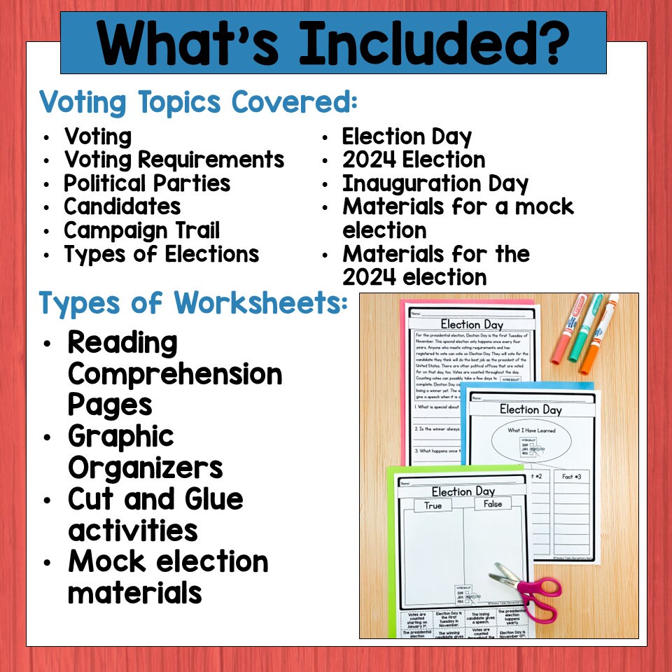 Election, Voting, Worksheets & Passages Ballots, Mock Election, Social ...