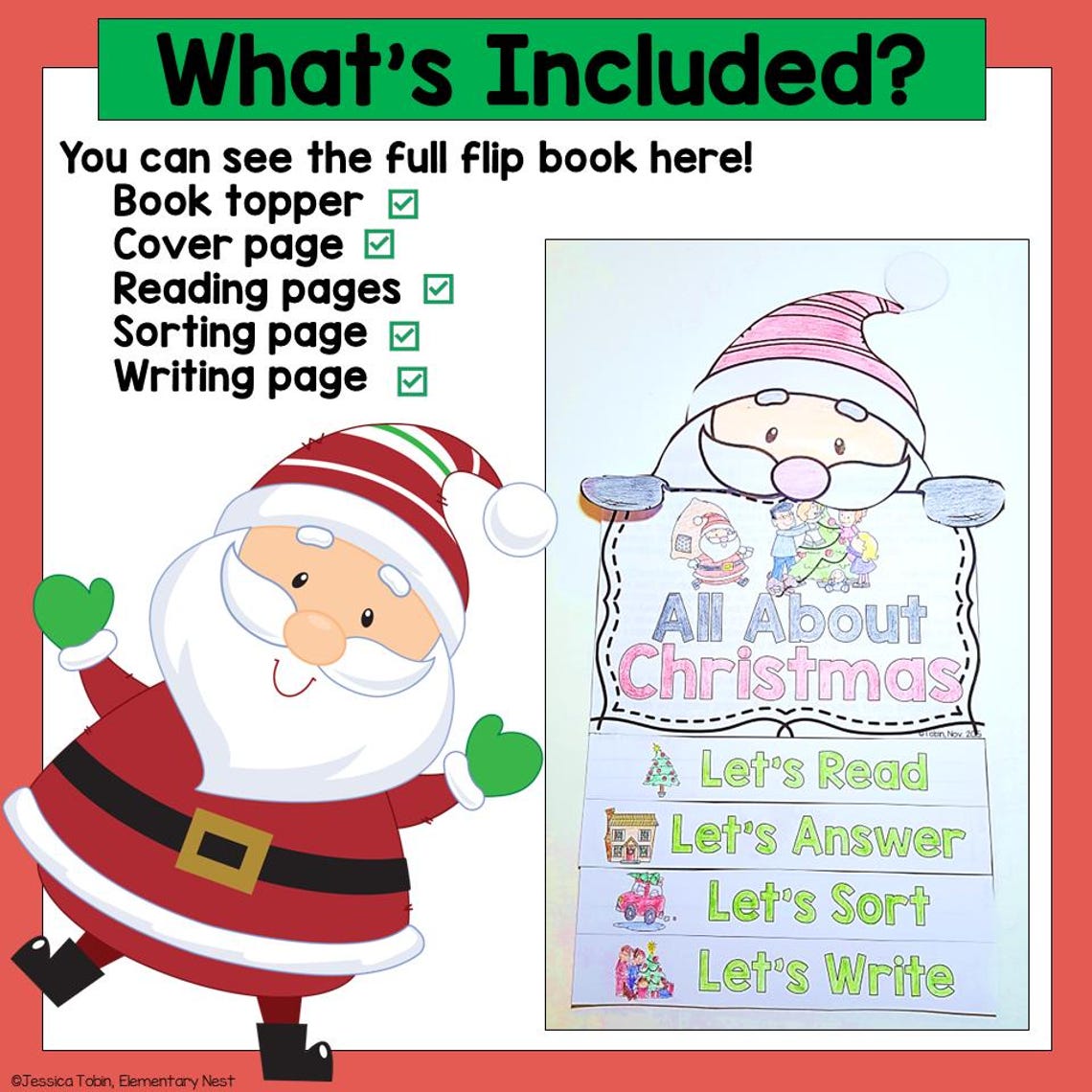 Christmas Reading Flip Book With Writing Activities and Craft ...