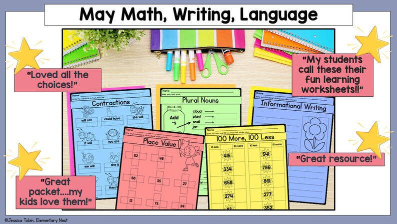 May Worksheets Math, Writing, Grammar Spring Word Search Literacy and ...