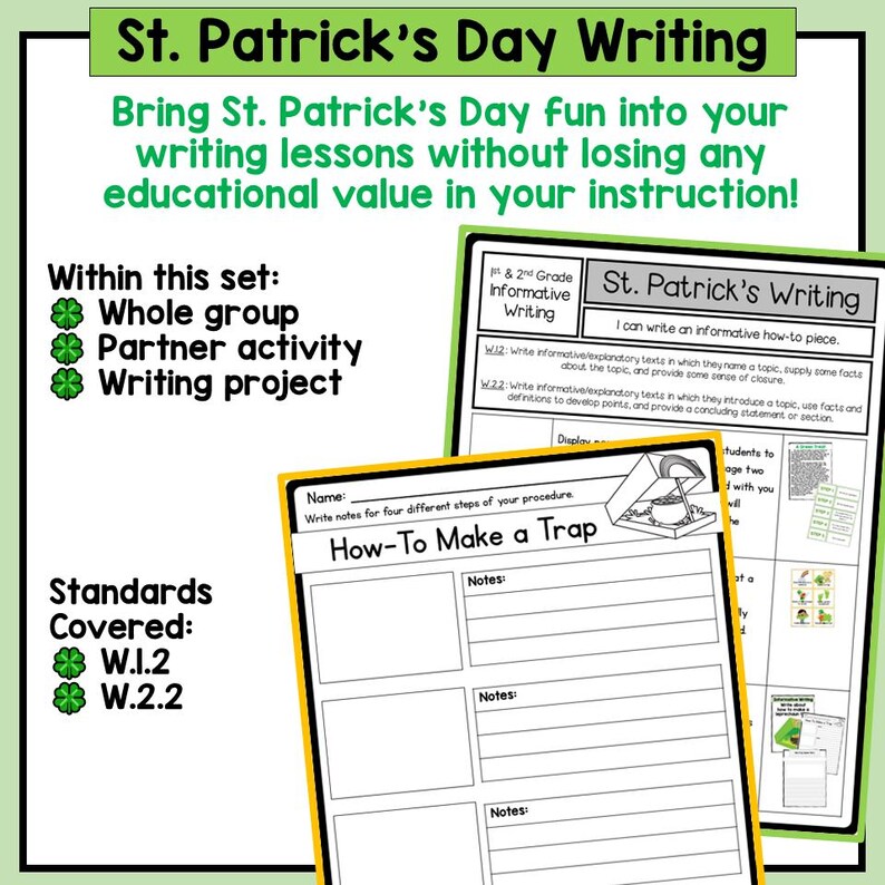 St. Patrick's Day Craftivity Writing 1st 2nd Grade, How to Catch a ...