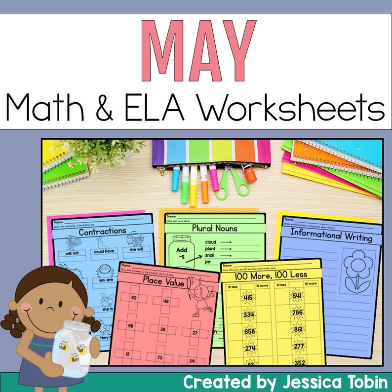 May Worksheets Math, Writing, Grammar Spring Word Search Literacy and ...