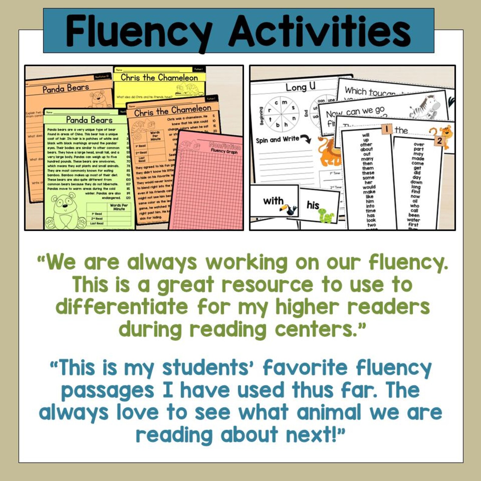 Animals Reading Fluency Passages and Centers 3rd Grade 2nd Grade ...