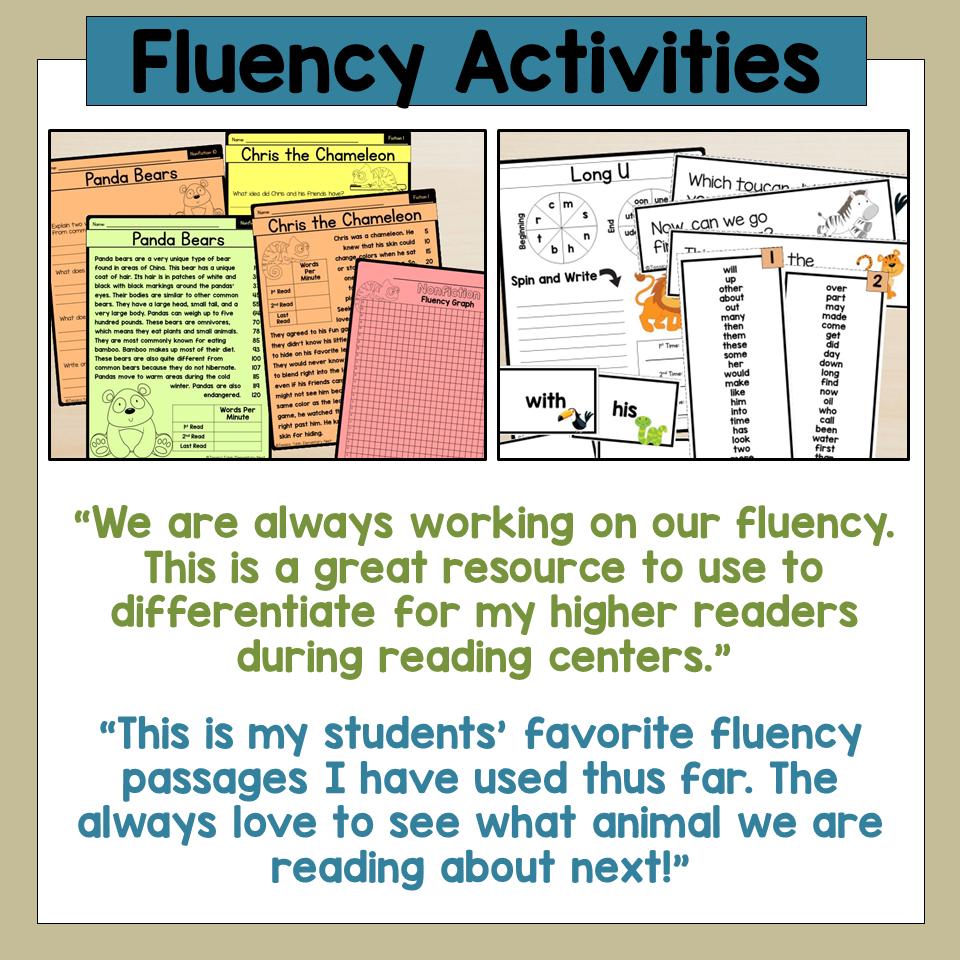Animals Reading Fluency Passages and Centers 3rd Grade 2nd Grade ...