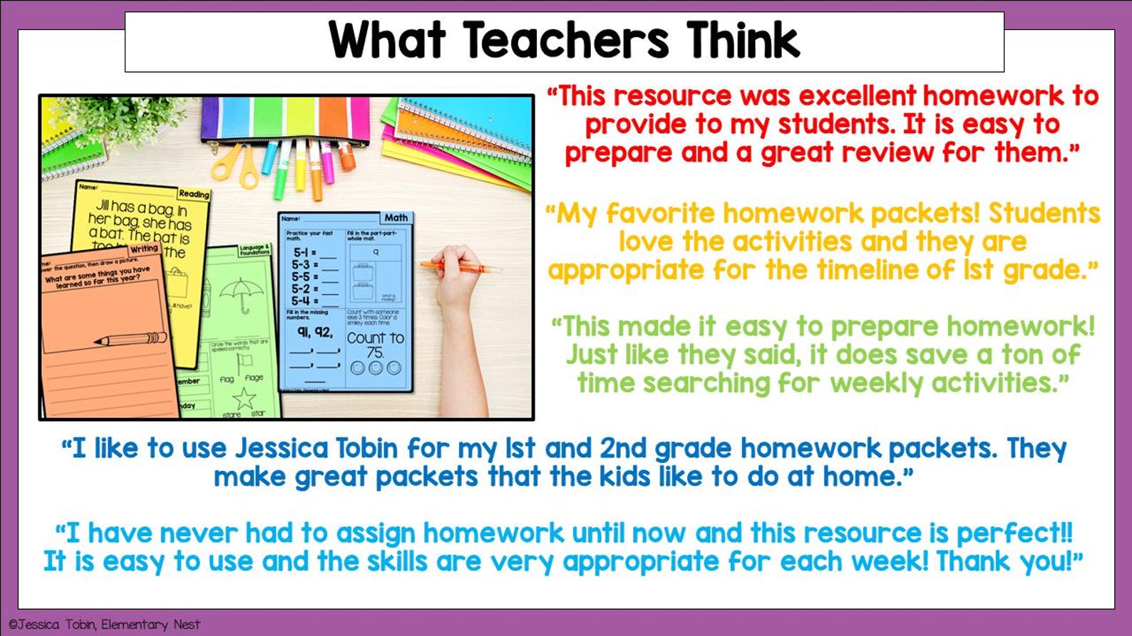 1st Quarter 1st Grade Homework With Folder Cover, ELA and Math Review ...