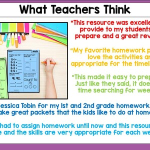 1st Quarter 1st Grade Homework With Folder Cover, ELA and Math Review ...