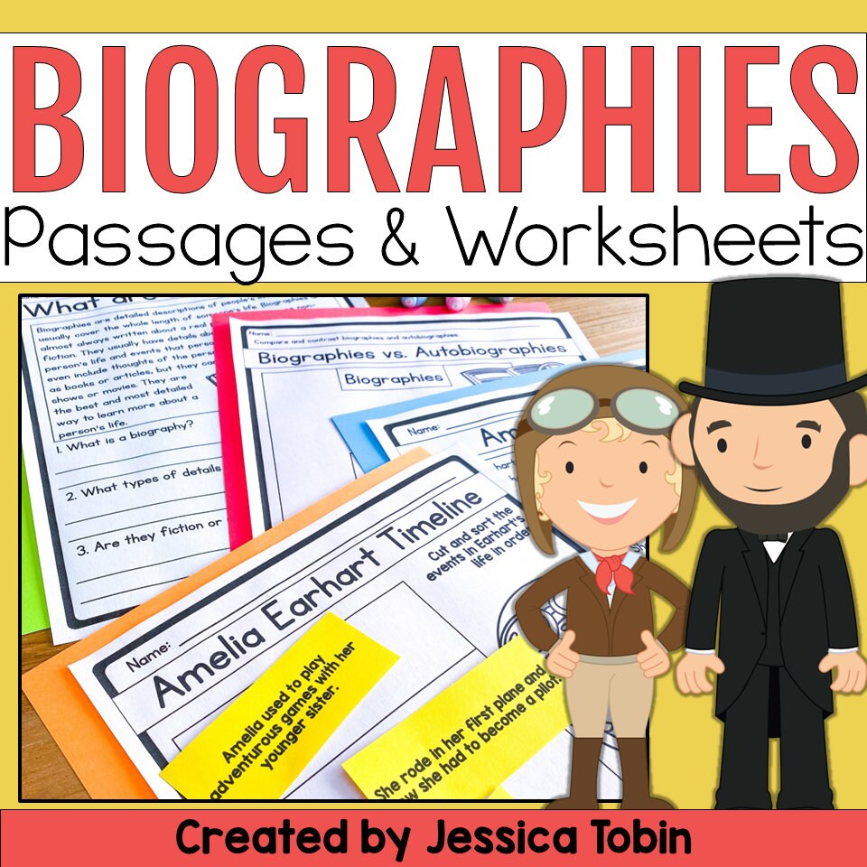 Biography Unit, Graphic Organizer, Reading Passages, Plus 16 ...