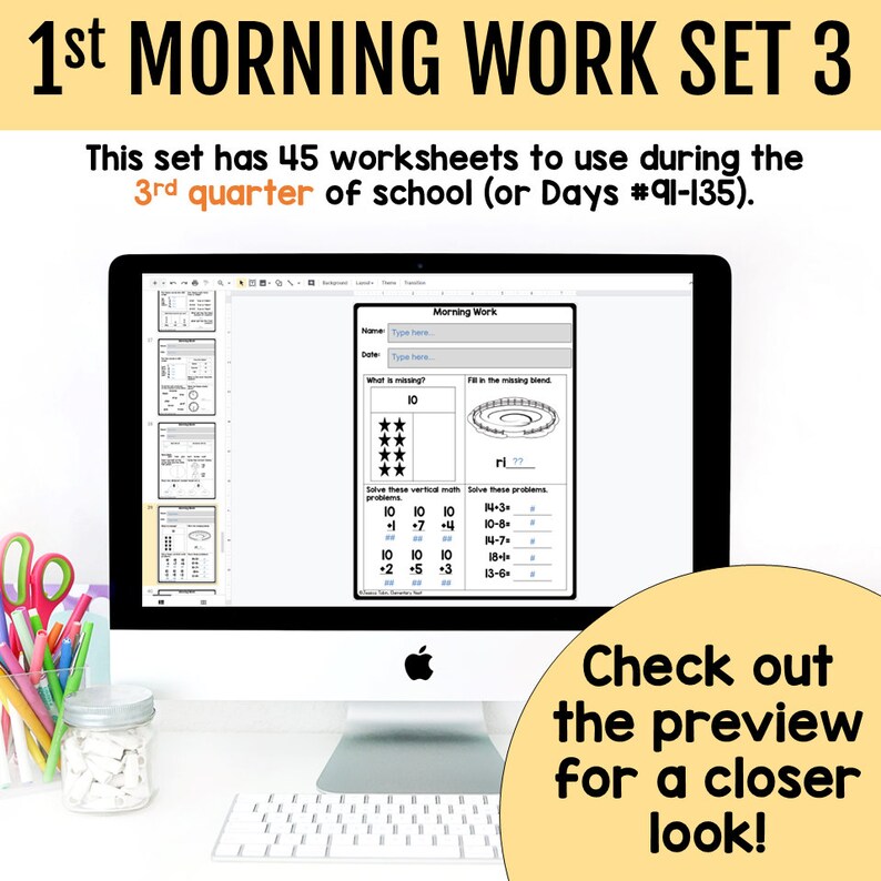 3rd Quarter First Grade Morning Work - February, March Morning Work ...