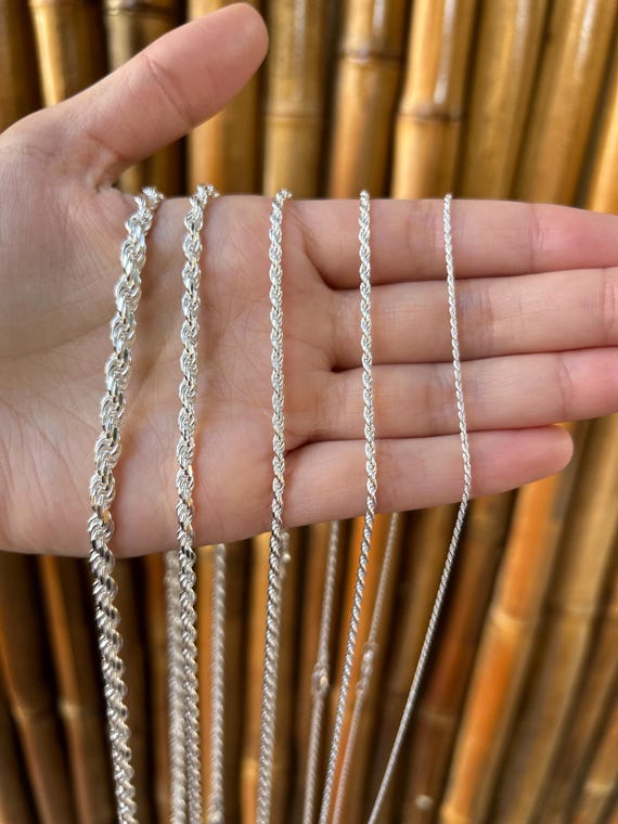 925 Silver Chain For Men Solid 925 Sterling Silver Rope Chain Necklace ...