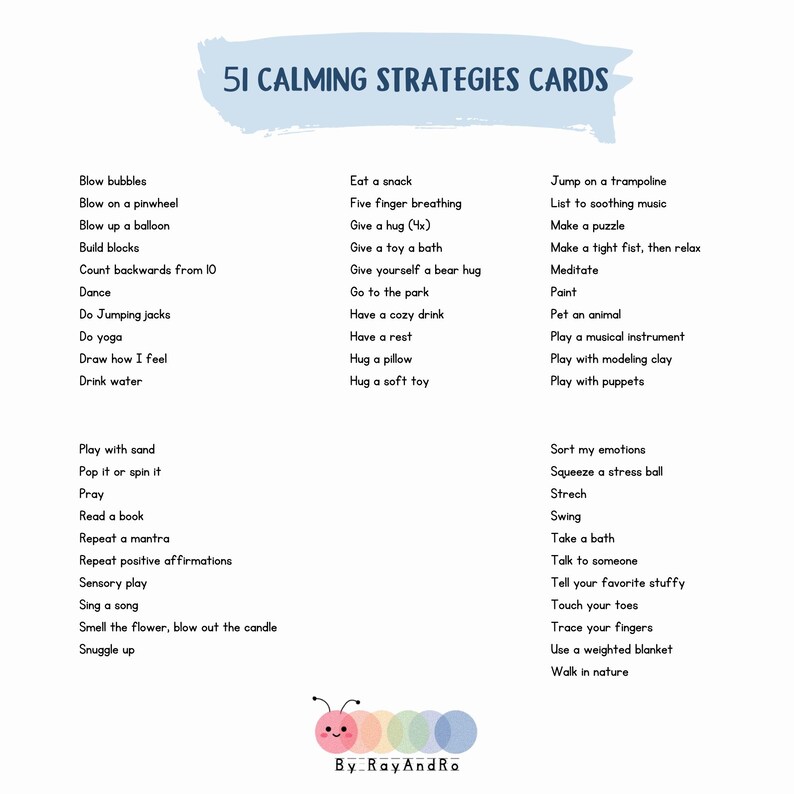Calming Strategies Flashcards. Self-regulation Techniques. Emotional ...