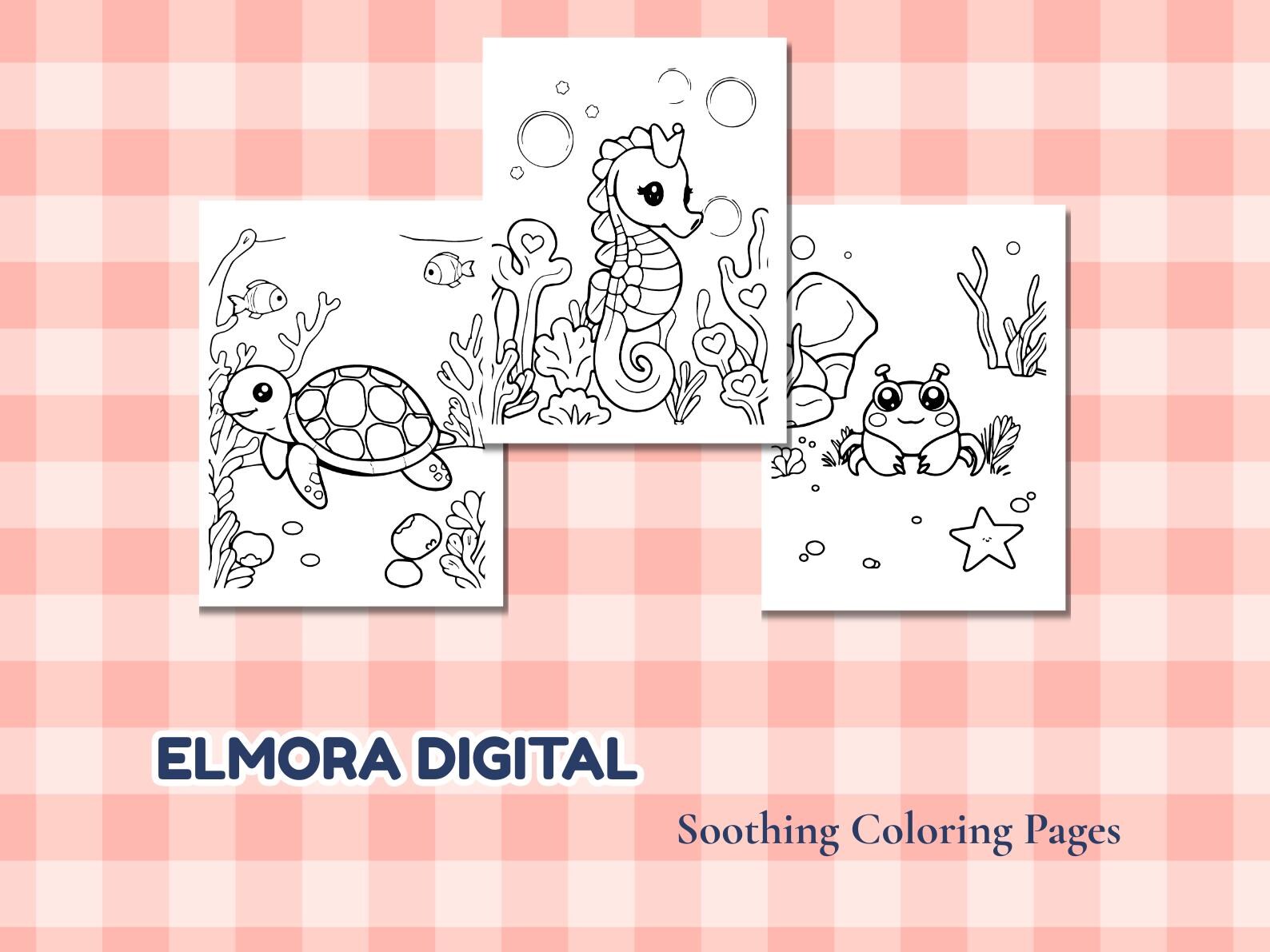 Ocean Animals Coloring Pages: Kawaii Sea Life for Kids (PDF Download ...