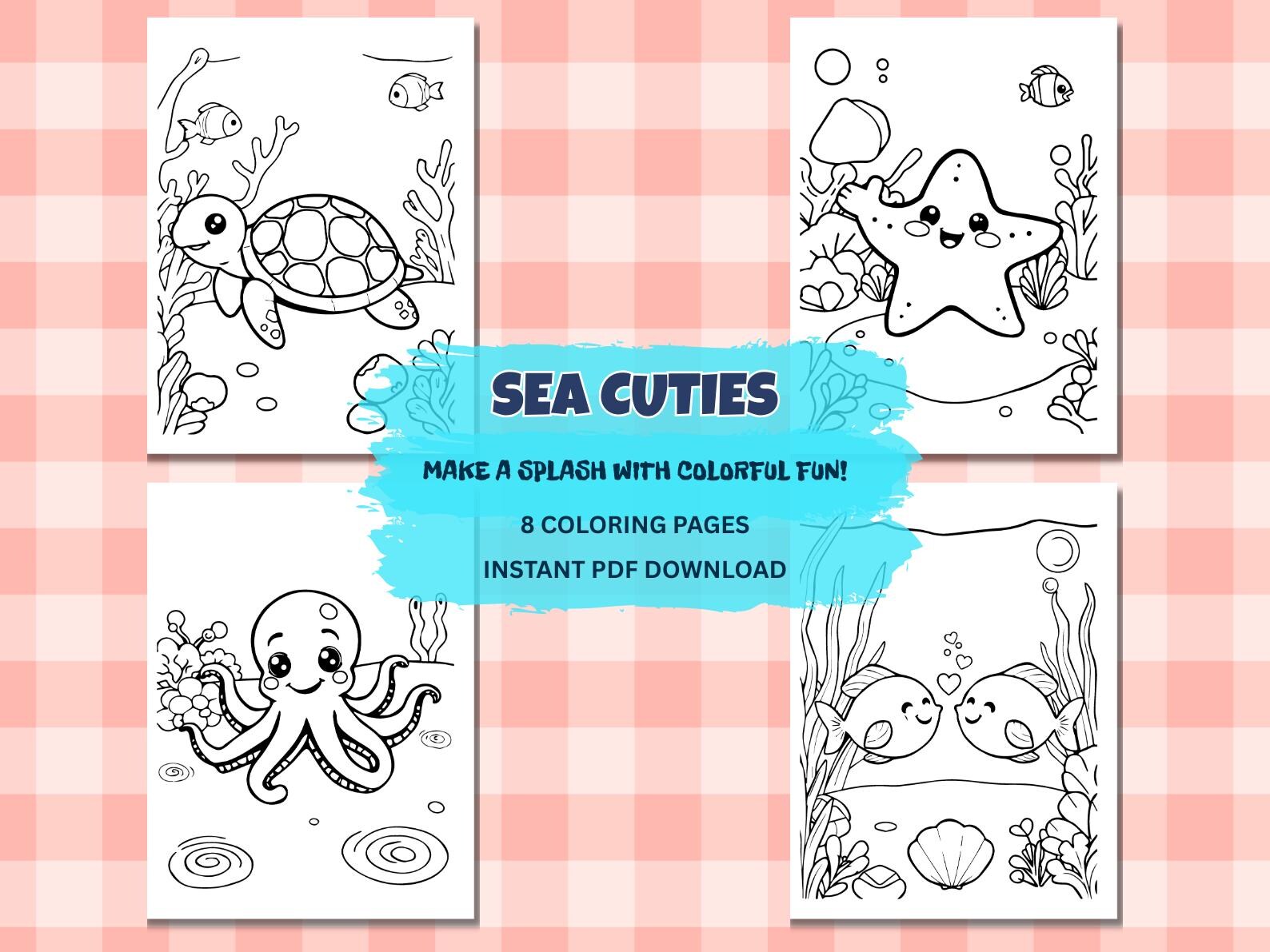 Ocean Animals Coloring Pages: Kawaii Sea Life for Kids (PDF Download ...