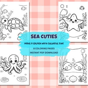 Ocean Animals Coloring Pages: Kawaii Sea Life for Kids (PDF Download ...