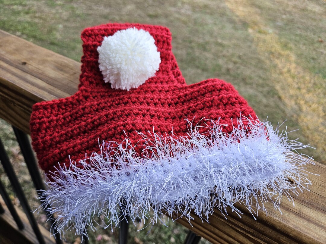 Horse Santa Hat. Red With Long Fluffy Crochet Trim. Ready to Ship ...