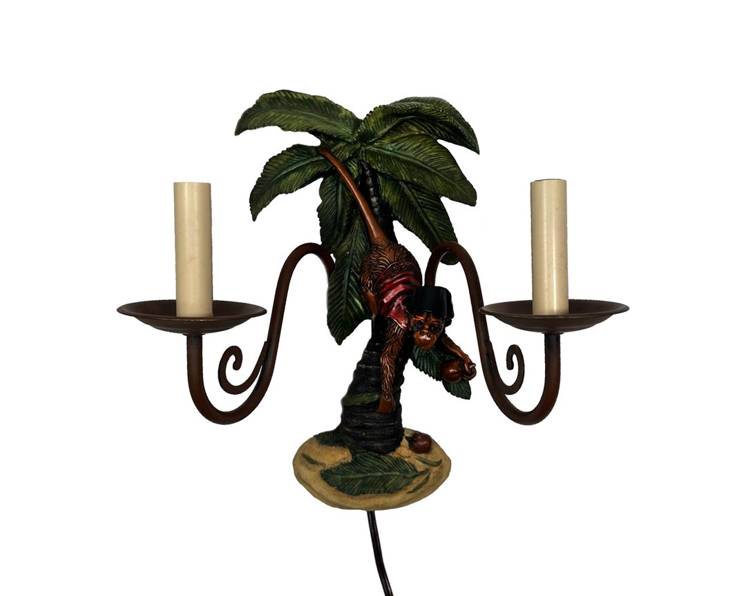 Plug in Palm Tree Monkey Sconce - Etsy