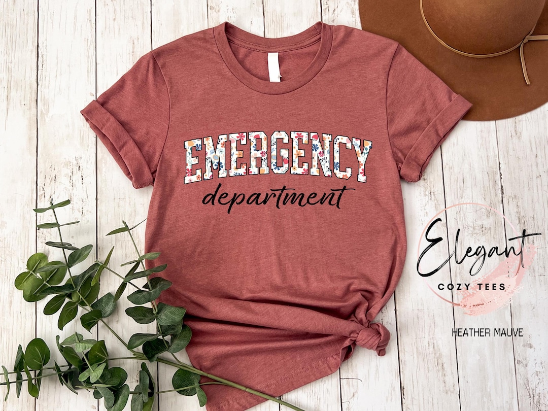Floral Emergency Department Shirt, Emergency Nurse Tee Shirt, Emergency ...