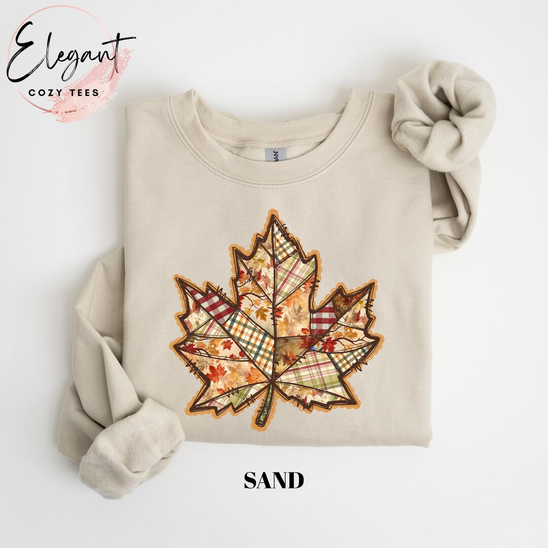 Retro Patchwork Fall Leaf Shirt, Womens Lace Patchwork Fall Sweatshirt ...
