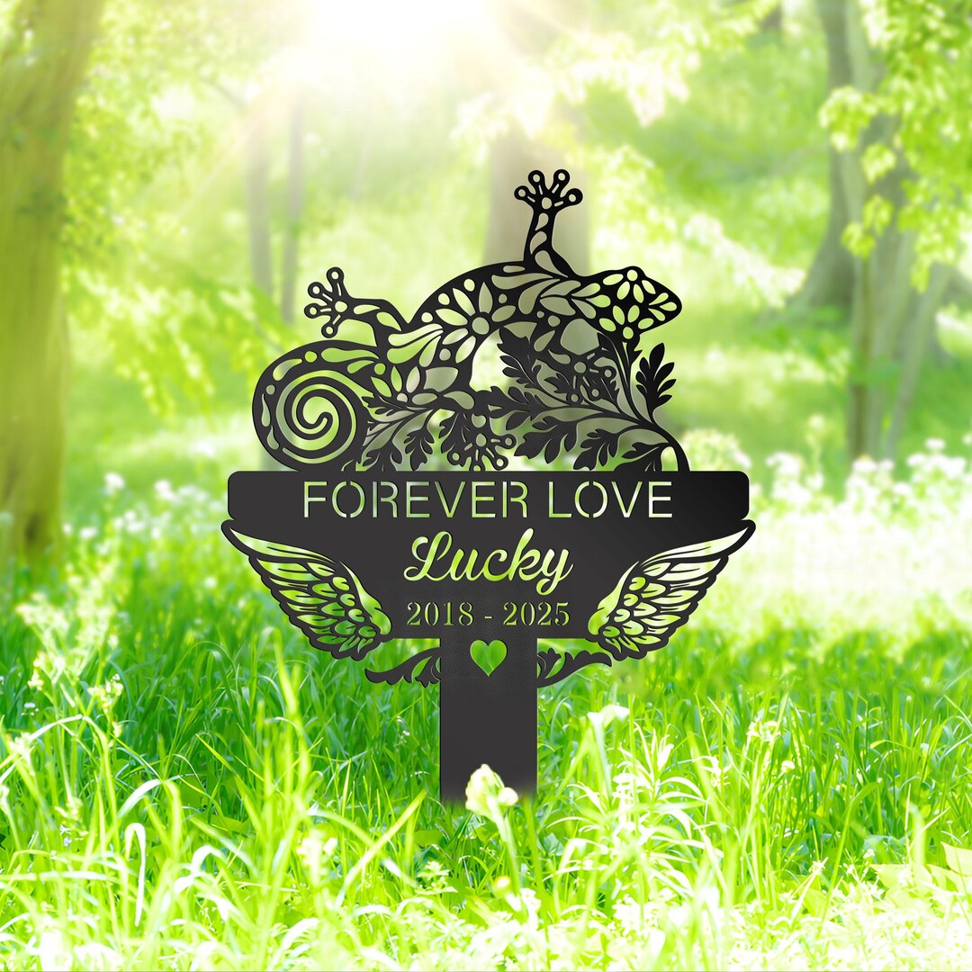 Personalized Lizard Memorial Stake: Metal Garden Grave Marker - Etsy
