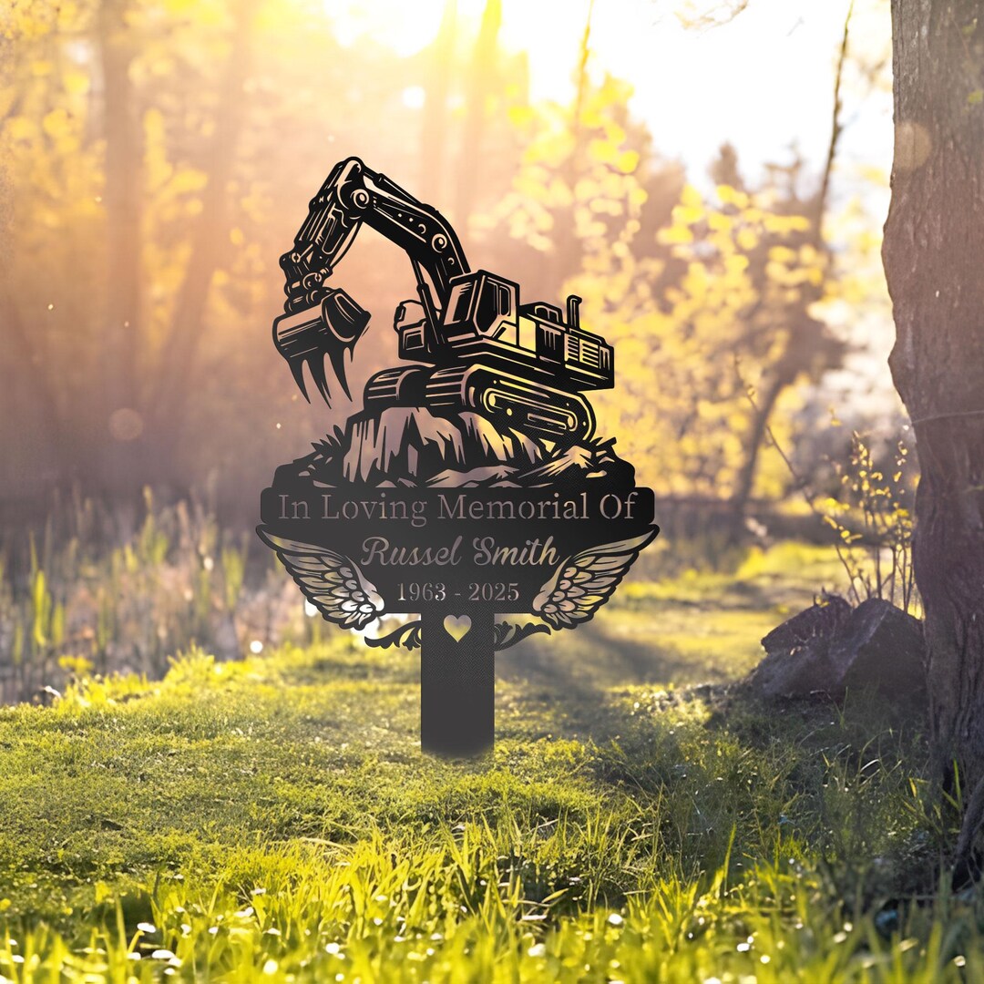 Personalized Excavator Memorial Metal Sign: Construction Decor ...