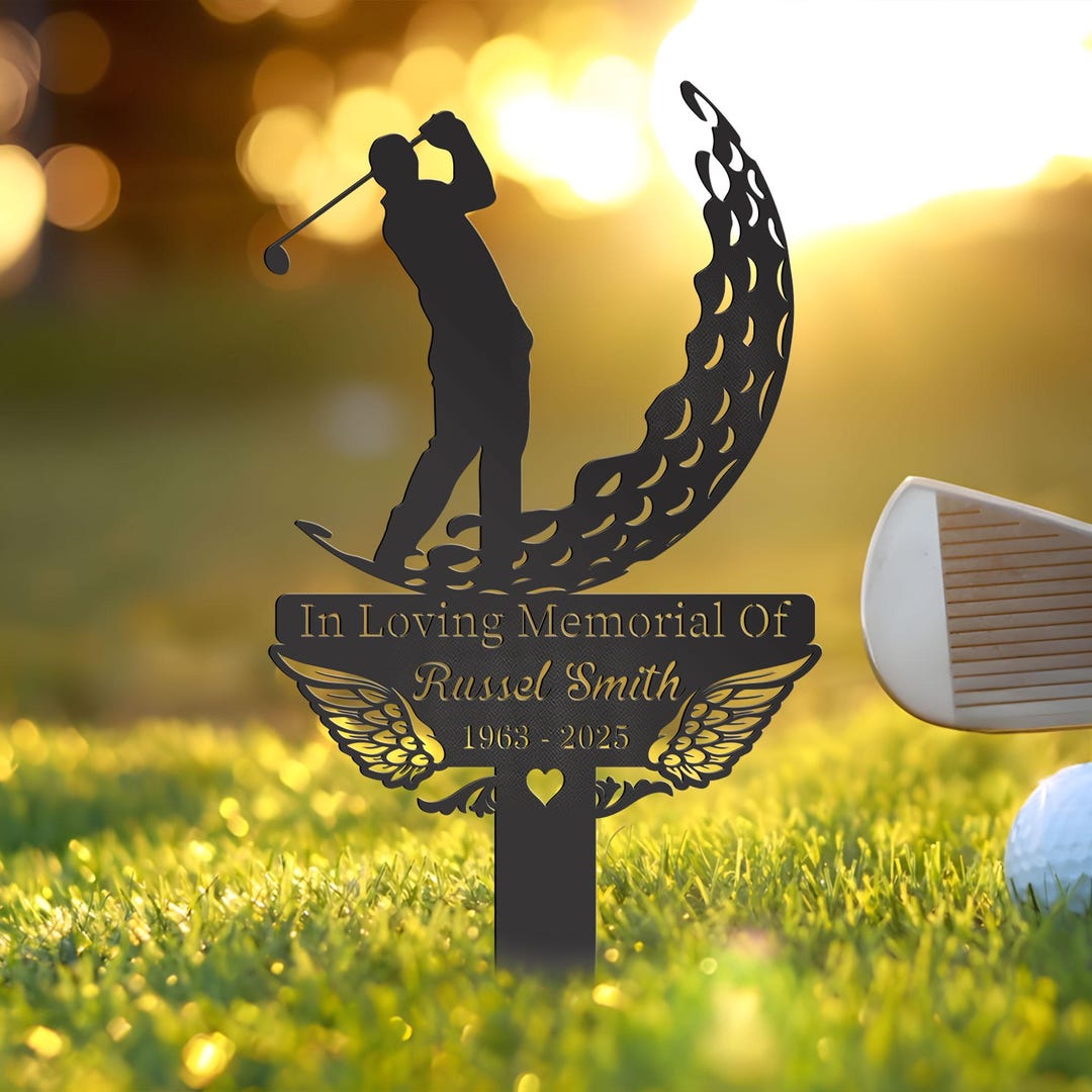 Personalized Golfer Memorial Stake Outdoor, Golfer Name Sign,golfer ...