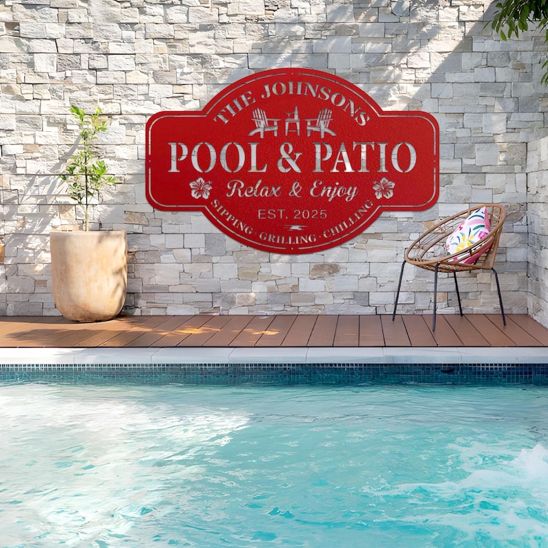 Personalized Pool & Patio Sign Backyard Bar and Grill Pool,pool Sign ...