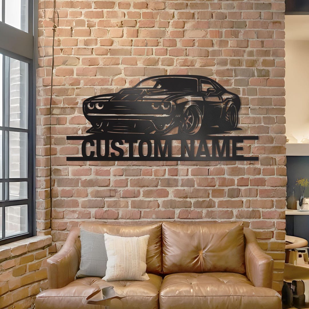 Custom Muscle Car Metal Sign With LED, Personalized Text Garage Decor ...